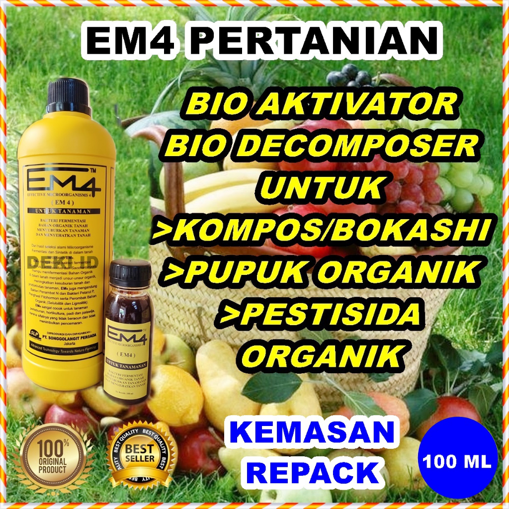 Jual EM4 Pertanian 100 ML Repack Kuning Bio Aktivator Fermentasi Pupuk ...
