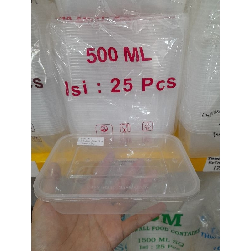 Jual Thinwall 500 ml Kotak Persegi Panjang 1 slop isi 25 pcs termasuk tutup | Shopee Indonesia