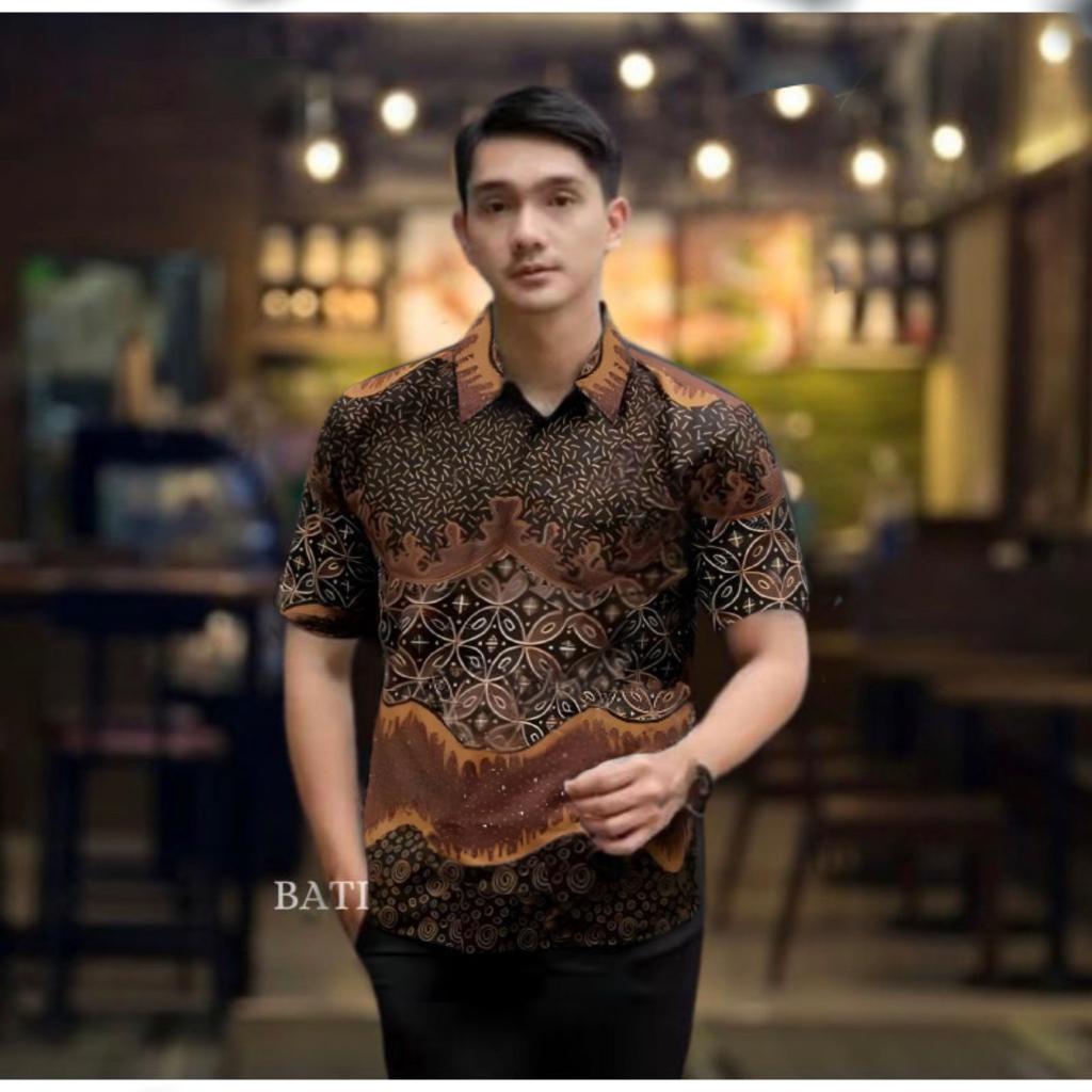 Jual Batik Pria Lengan Pendek Premium BATIK AZIMIL HRB026 motif ...