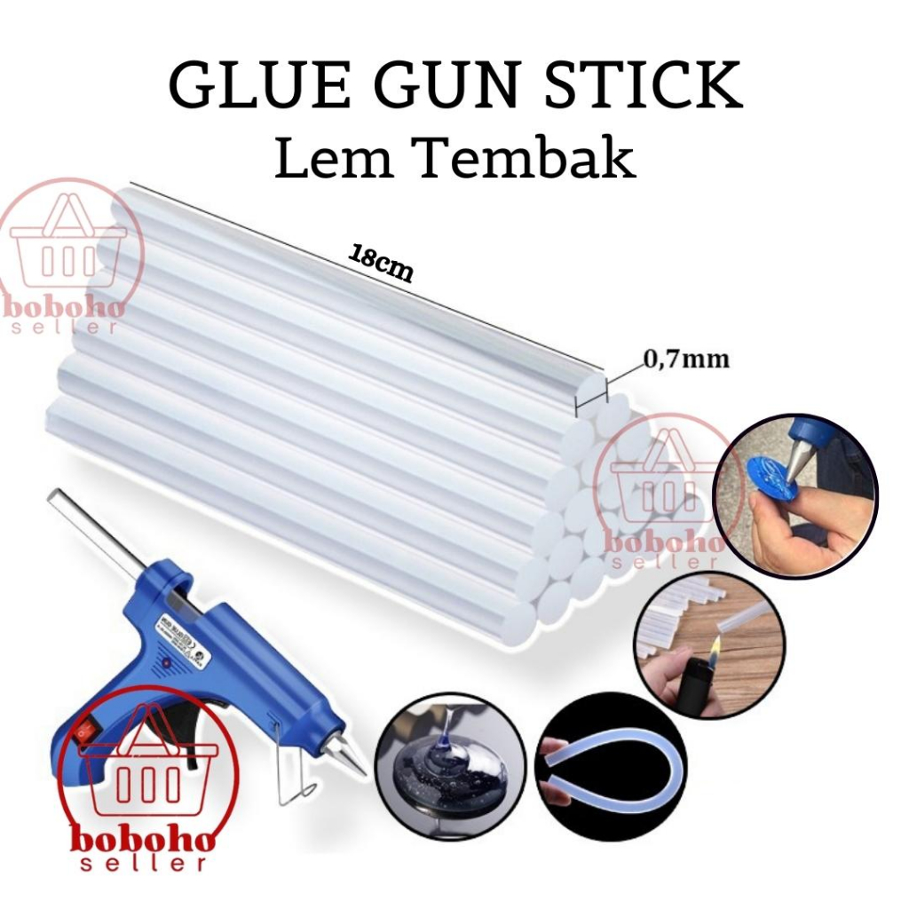 Jual Lem Tembak 7mm X 18cm Refill / isi Ulang Bening Bakar Batang Stick Glue Stik Glue Silicon ...
