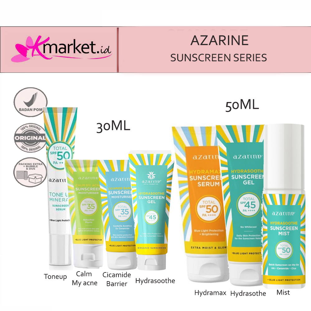 Jual Azarine Suncreen Series | Hydramax C Sunscreen | Hydrasoothe ...