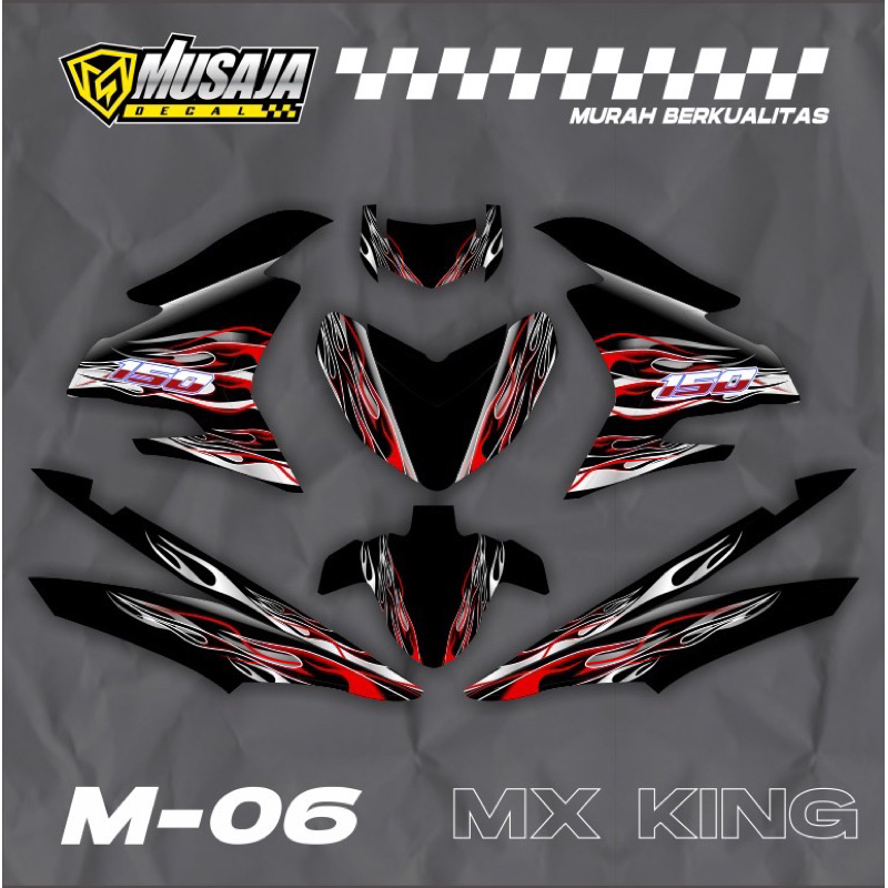 Jual Decal Mx king api merah hitam putih fullbody - dekal full body max decal premium ...
