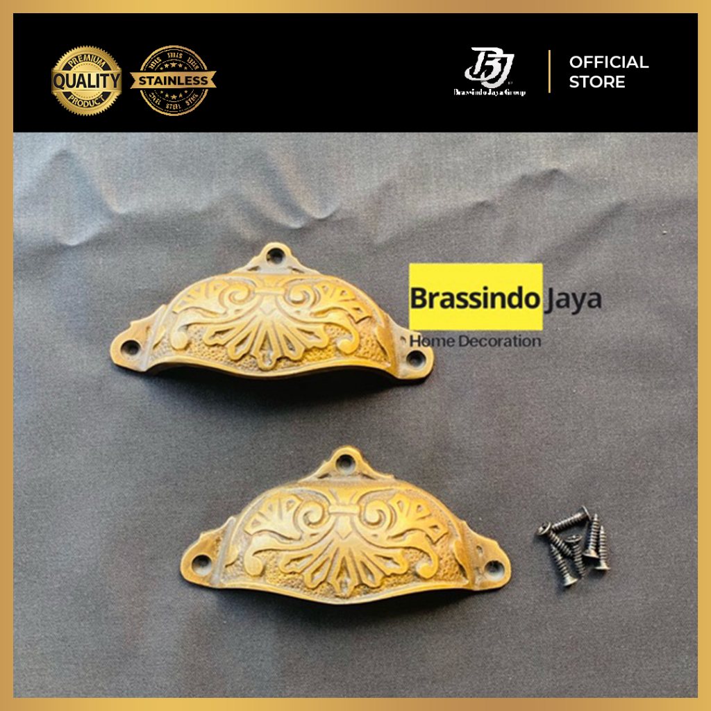 Jual Handle Gagang Laci Almari / Tarikan Kabin Motif Ukir Kuningan ...