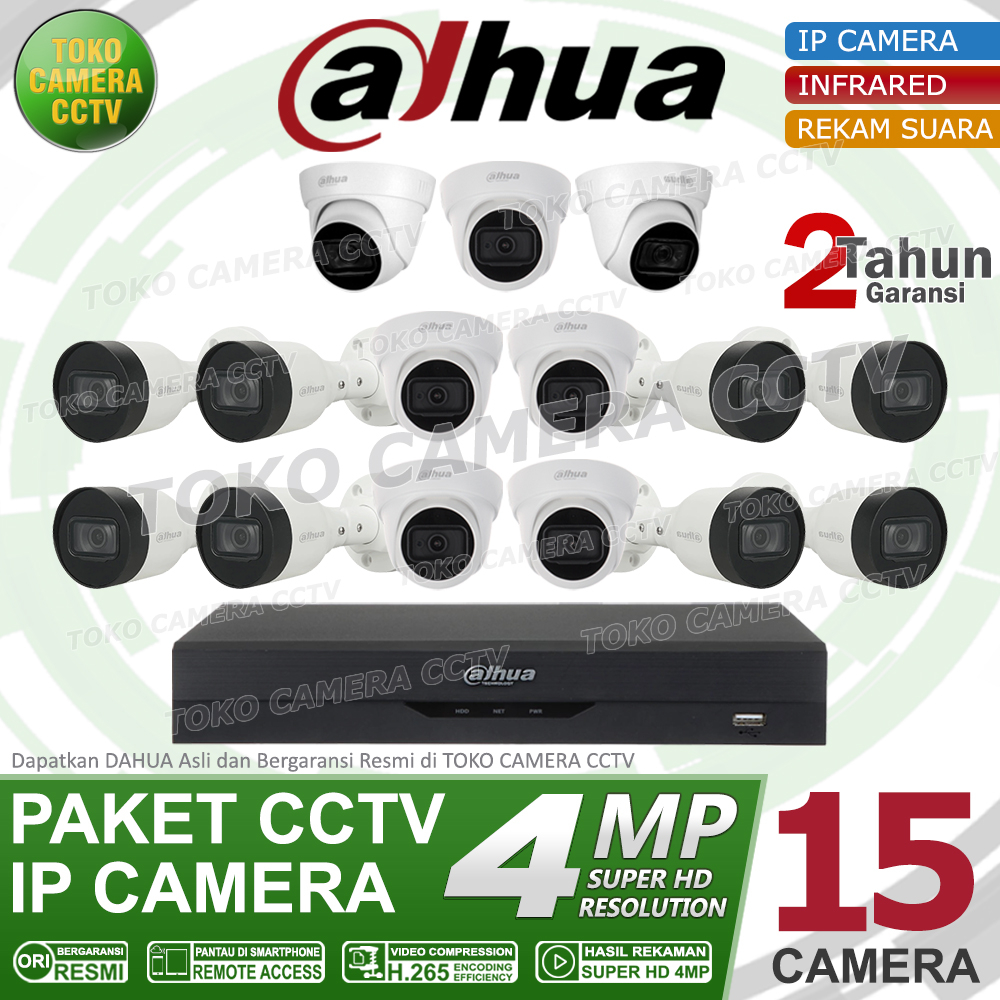 Jual PAKET CCTV IP CAMERA DAHUA 4MP AUDIO 16 CHANNEL 15 KAMERA | Shopee ...