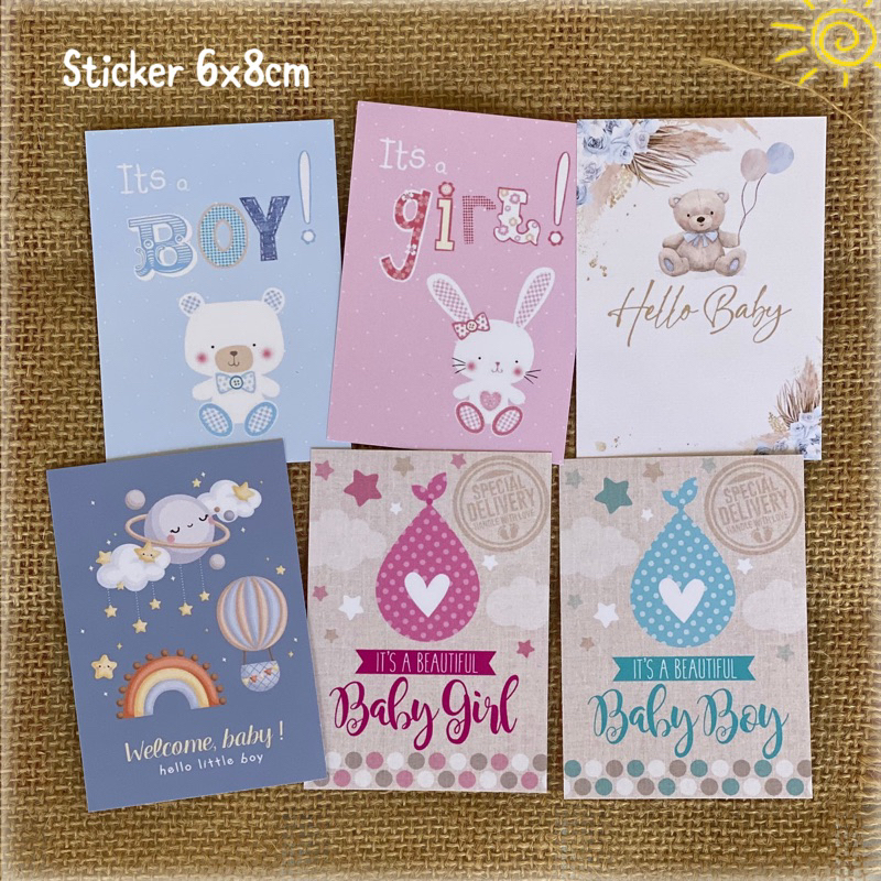 Jual 1pcs sticker hampers welcome baby / sticker welcome baby boy baby ...