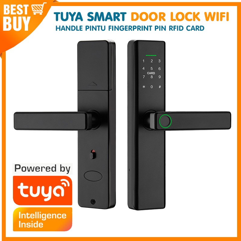 Jual Tuya Smart Door Lock Handle Kunci Pintu Fingerprint Pin RFID WIFI ...