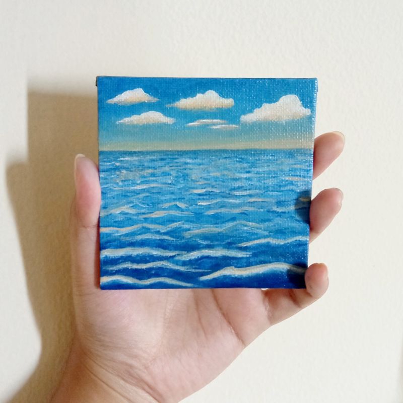 Jual Lukisan Acrylic Painting Mini Panel - Blue Ocean | Shopee Indonesia