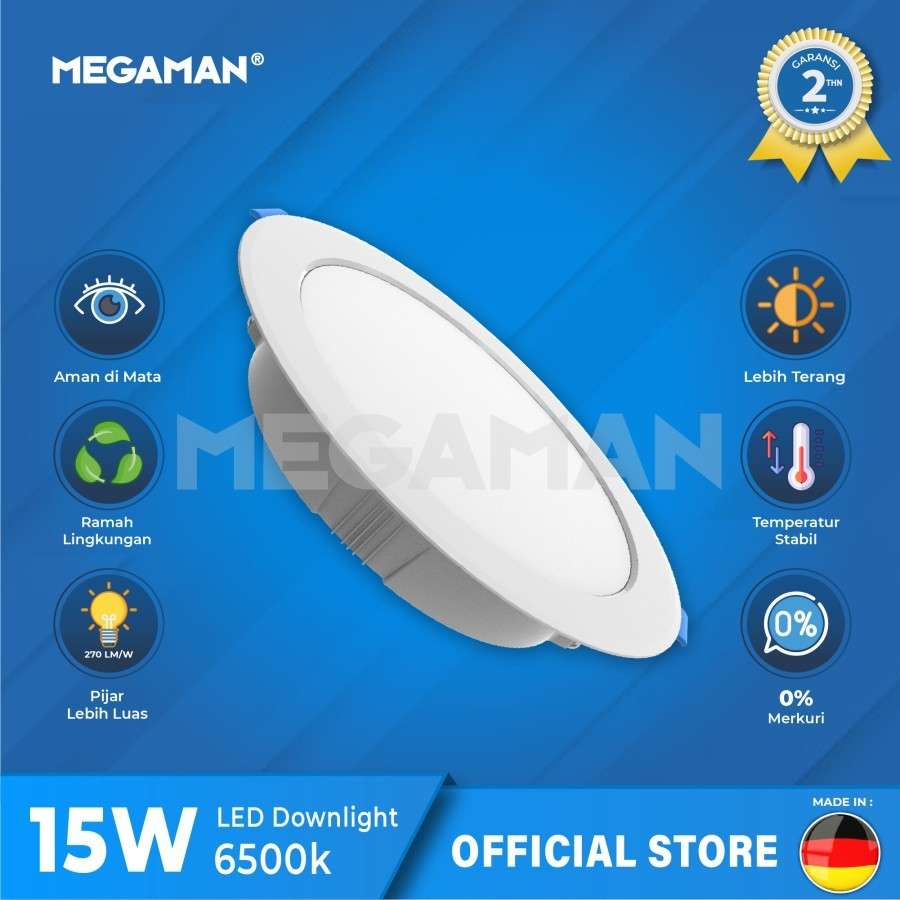 Jual MEGAMAN Lampu Downlight LED MQTL1119 6500K (Cahaya Putih) - 15 Watt | Shopee Indonesia