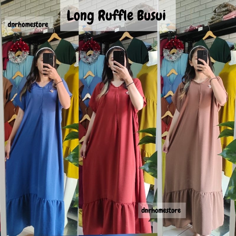 Jual Long Ruffle Busui Daster Viral Kekinian Sematakaki | Shopee Indonesia