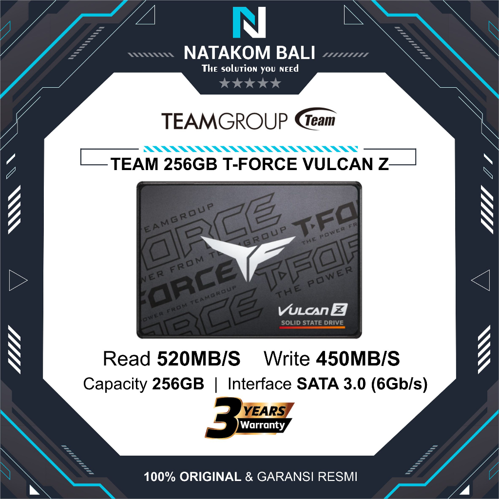 Jual SSD TEAM 256GB T-FORCE VULCAN Z T253TZ256G0C101 | Shopee Indonesia