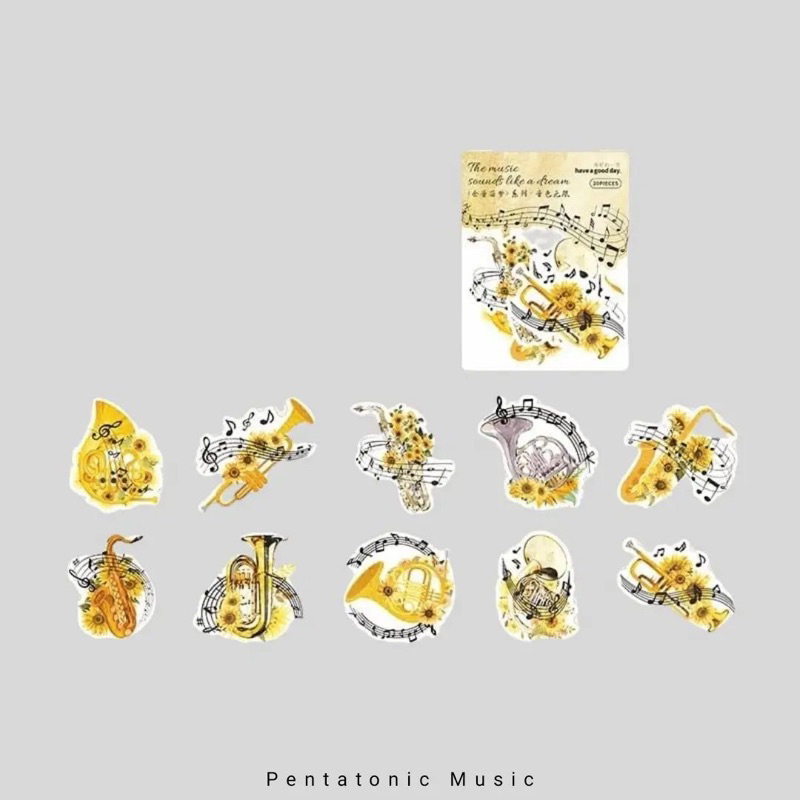 Jual Vintage Brass Musical Sticker Set Stiker Terompet Saxophone Horn ...