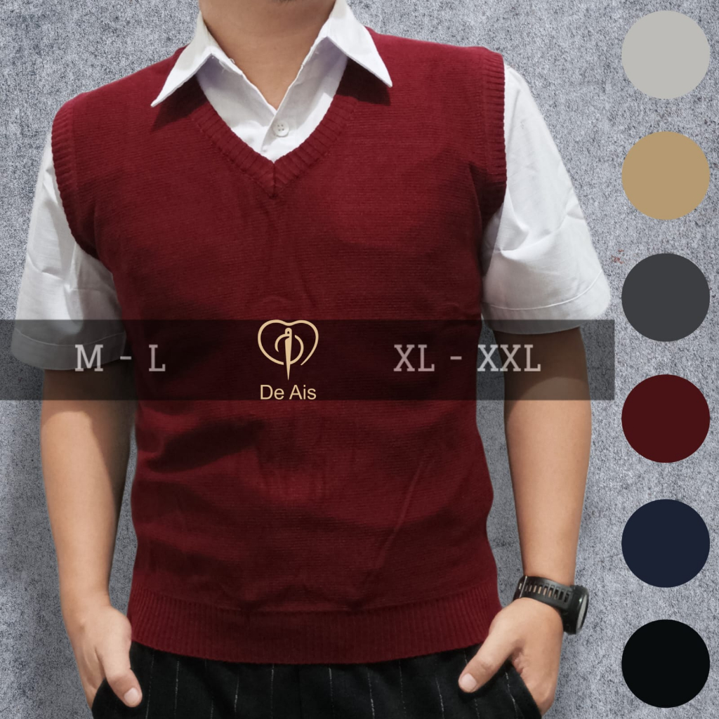 Jual Rompi Rajut Sekolah Polos Vest Knit Outer Kantor Ukuran Dewasa ...