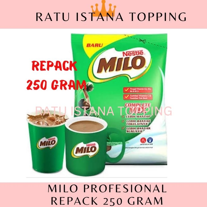 Jual MILO COMPLETE MIX REPACK 250 GRAM PROFESIONAL MILO BUBUK COKLAT ...