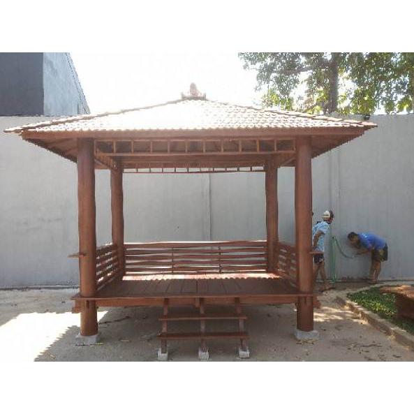 Jual Saung Taman Ukuran 3x3 Meter Bahan Kayu Kelapa Atap Sirap Kayu ...