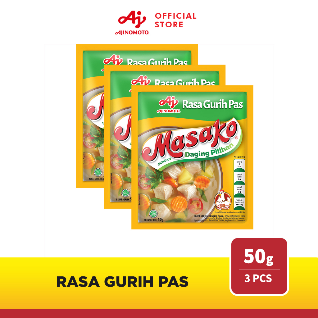 Jual Masako® Bumbu Kaldu Ayam Rasa gurih pas Penyedap Rasa 50g (3pcs ...