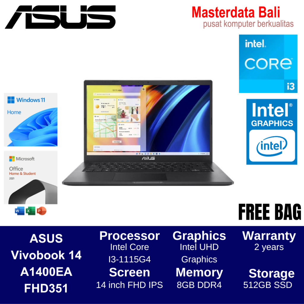 Jual ASUS Vivobook 14 A1400EA-FHD351 Intel Core I3-1115G4 14 FHD IPS ...