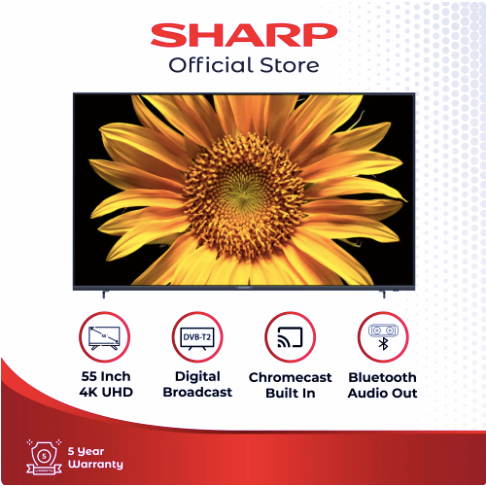 Jual SHARP 4T-C55EJ2X 4K Ultra-HDR Easy Smart TV [55 Inch] | Shopee ...