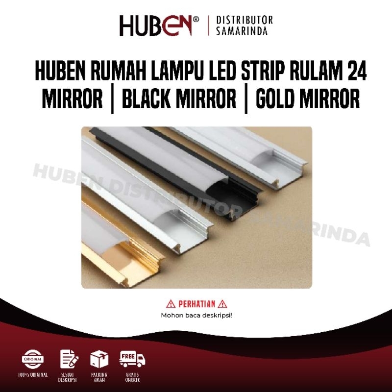 Jual HUBEN List Rumah Lampu LED Strip Aluminium 3 Meter RULAM-24 ...