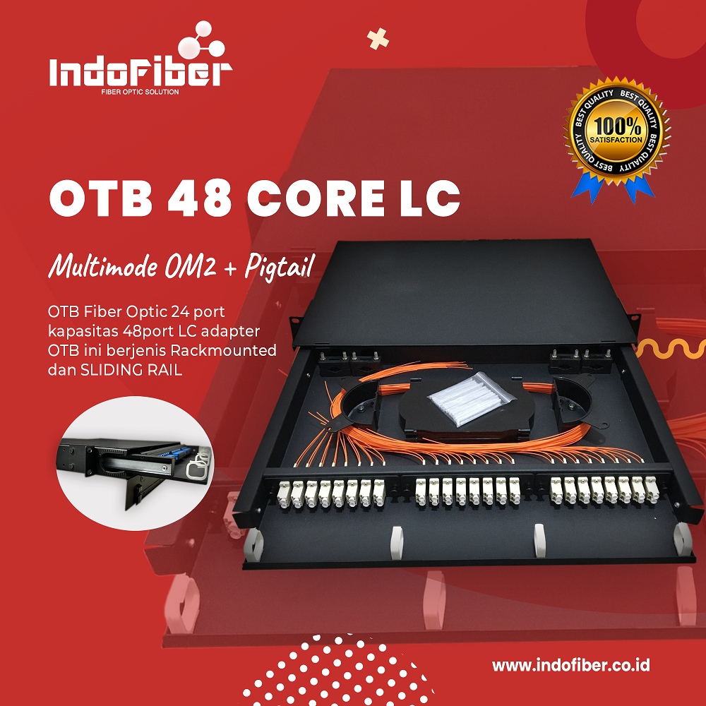 Jual Indofiber OTB 48 core LC Multimode OM2 rackmount sliding rail + Pigtail / OTB 48 port LC ...