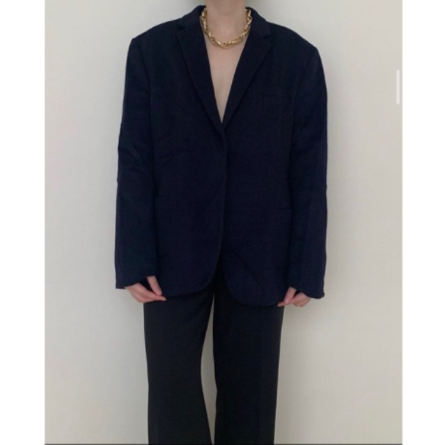 Jual Recycled - Navy Velvet Blazer - Outer Jas Warna Biru Navy Motif ...