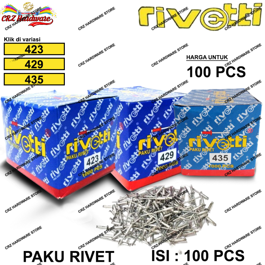 Jual Paku Rivet Paku Ripet isi 100 Pcs Paku Keling Blind Rivet 3.2mm x ...