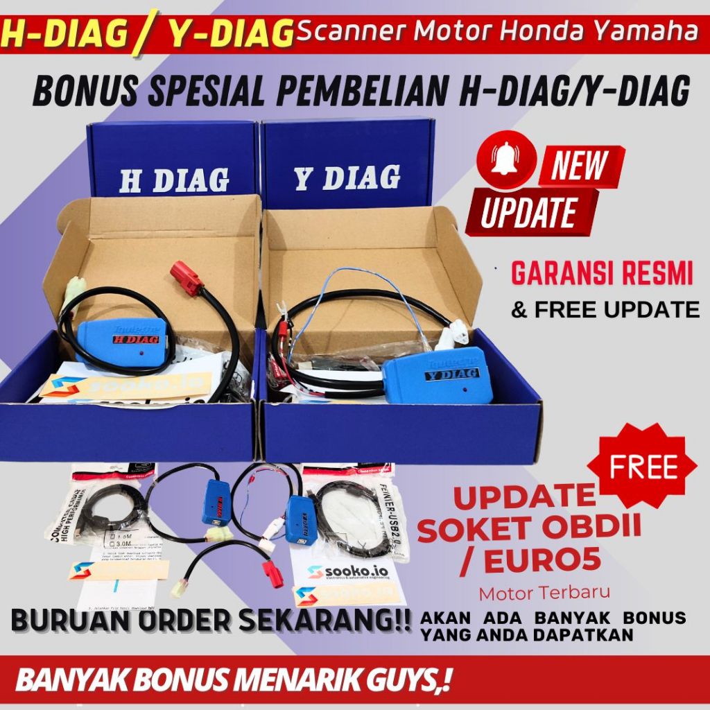 Jual Paket Scanner Motor Injeksi HONDA & YAMAHA Diagnostik Tool, H-DIAG dan Y-DIAG | Shopee ...
