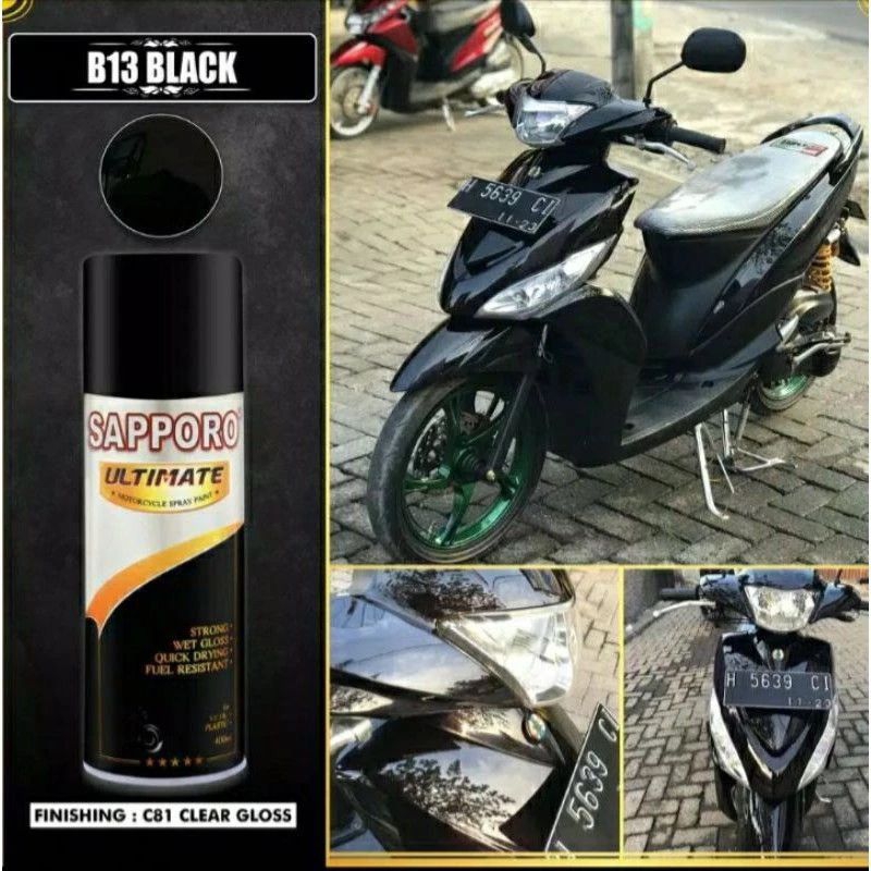 Jual SAPPORO ULTIMATE CAT SEMPROT AEROSOL SPRAY PAINT WARNA HITAM KILAP | Shopee Indonesia