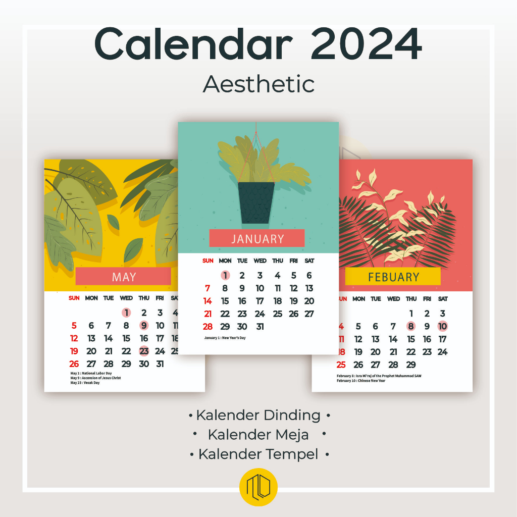 Jual KALENDER 2024 TEMPEL AESTHETIC TEMA PLANT/TANAMAN [KALENDER MEJA ...