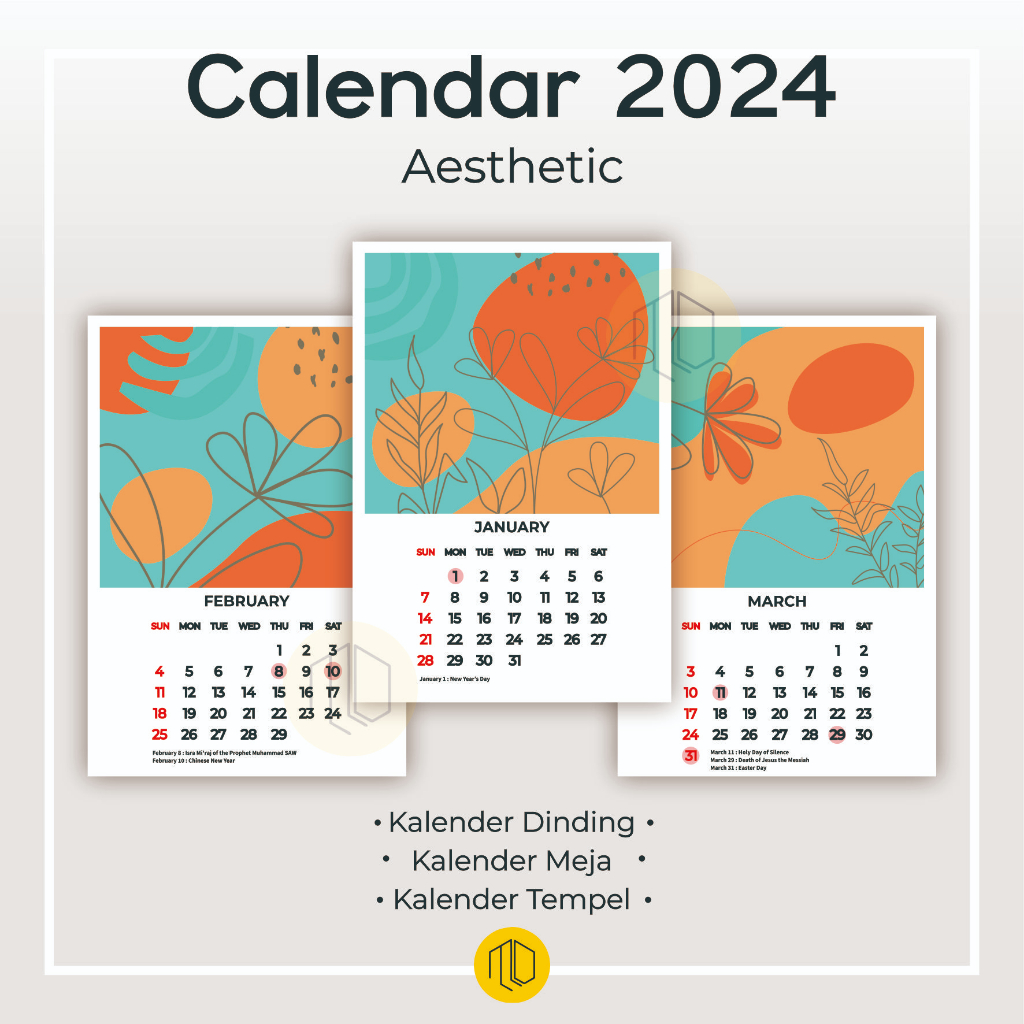 Jual KALENDER DINDING 2024 TEMA ABSTRAK AESTHETIC KEKINIAN KALENDER ...