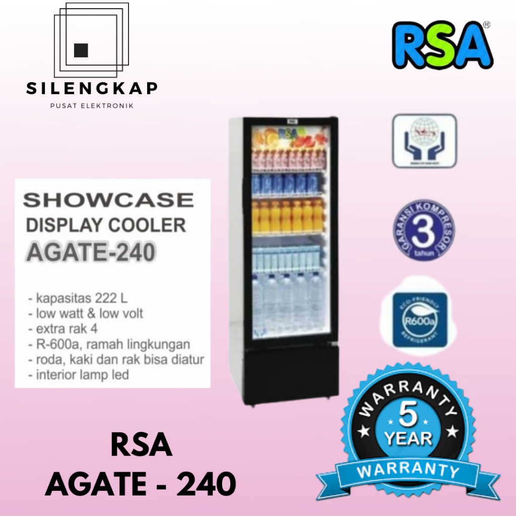 Jual SHOWCASE RSA AGATE 240 4 RAK DISPLAY COOLER KULKAS BY GEA LOW WATT ...