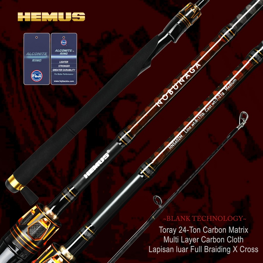 Jual Joran Pancing Galatama Spinning Hemus Nobunaga 602M / 602 MH Fuji ...