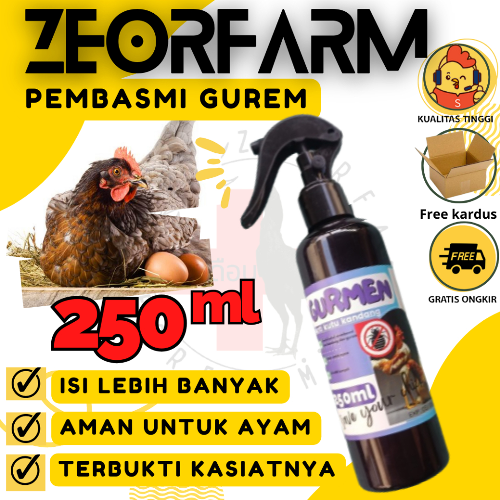 Jual GURMEN AYAM SPRAY 250ml Obat SEMPROT Membasmi Gurem kandang Ayam ...