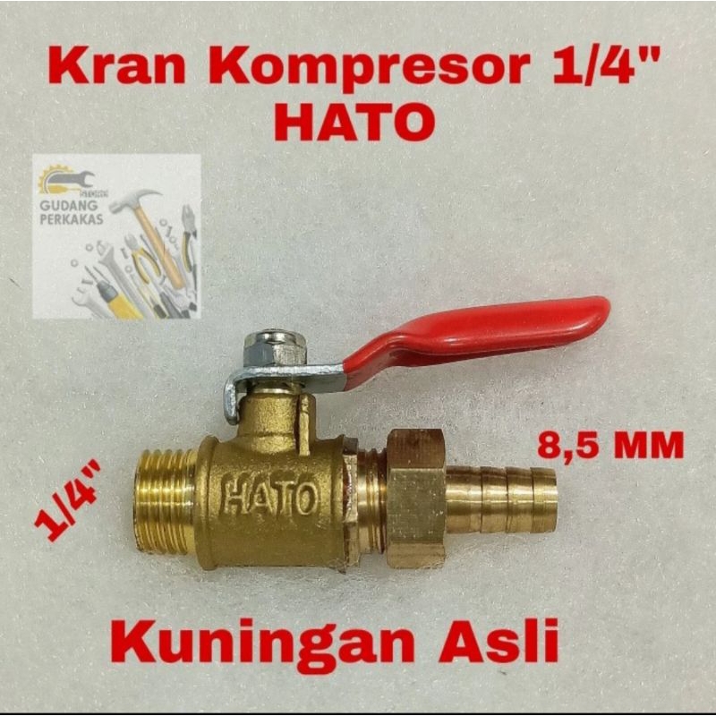 Jual Kran Kompresor 1/4 HATO - Keran Angin Air Cock Kuningan | Shopee ...