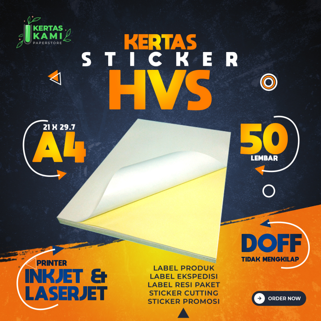 Jual Stiker HVS Doff A4 isi 50 Lembar LINTEC - Kertas Sticker HVS Matte ...