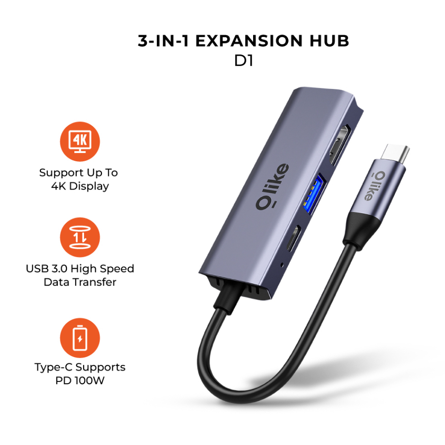 Jual OLIKE HUB TO HDMI 4K USB 3.0 HIGH SPEED PD FAST CHARGING TYPE C ...