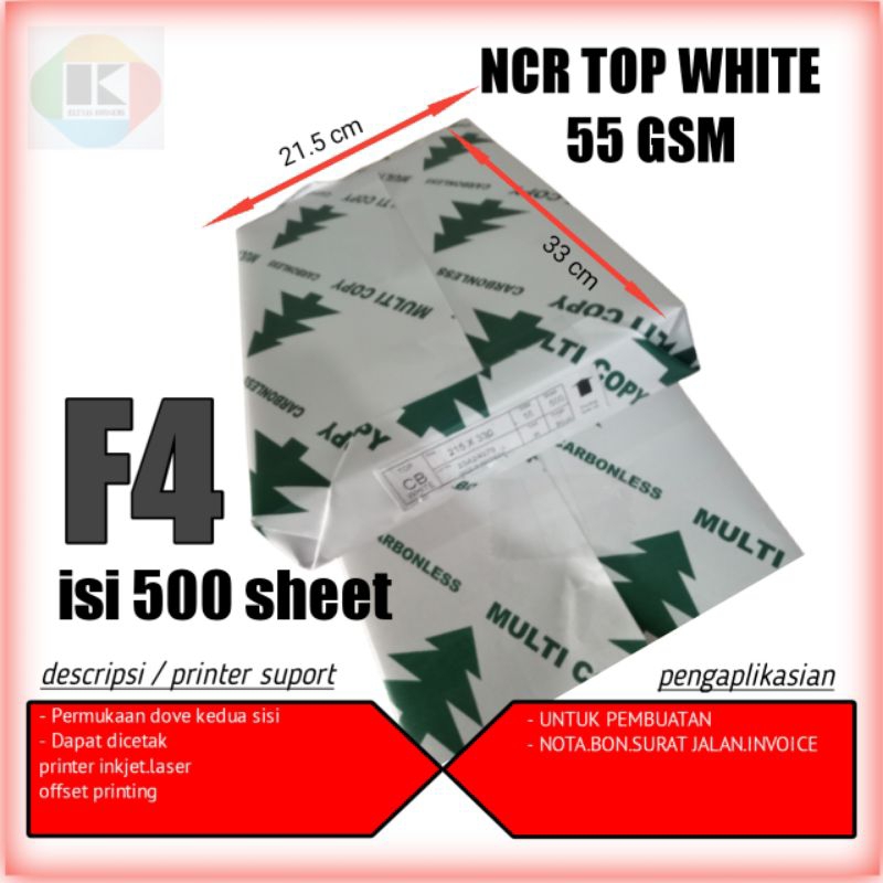 Jual Kertas Ncr F4 Top White Kertas Karbonless Kertas Nota Kertas Ncr