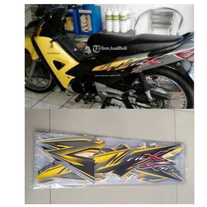 Jual Stiker Striping Motor Supra Fit X 2008 SILVER-KUNING Sticker Lis ...
