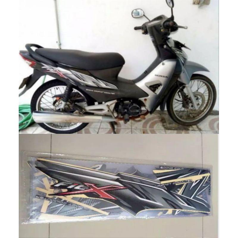 Jual Stiker Striping Motor Supra Fit X 2008 Hitam Silver Sticker Lis ...