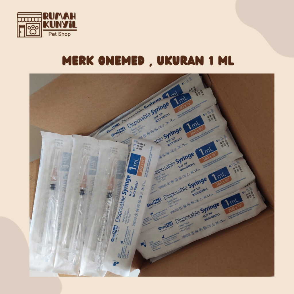 Jual Suntikan/ Disposible Syringe ONEMED 1 ML dilengkapi dengan jarum | Shopee Indonesia