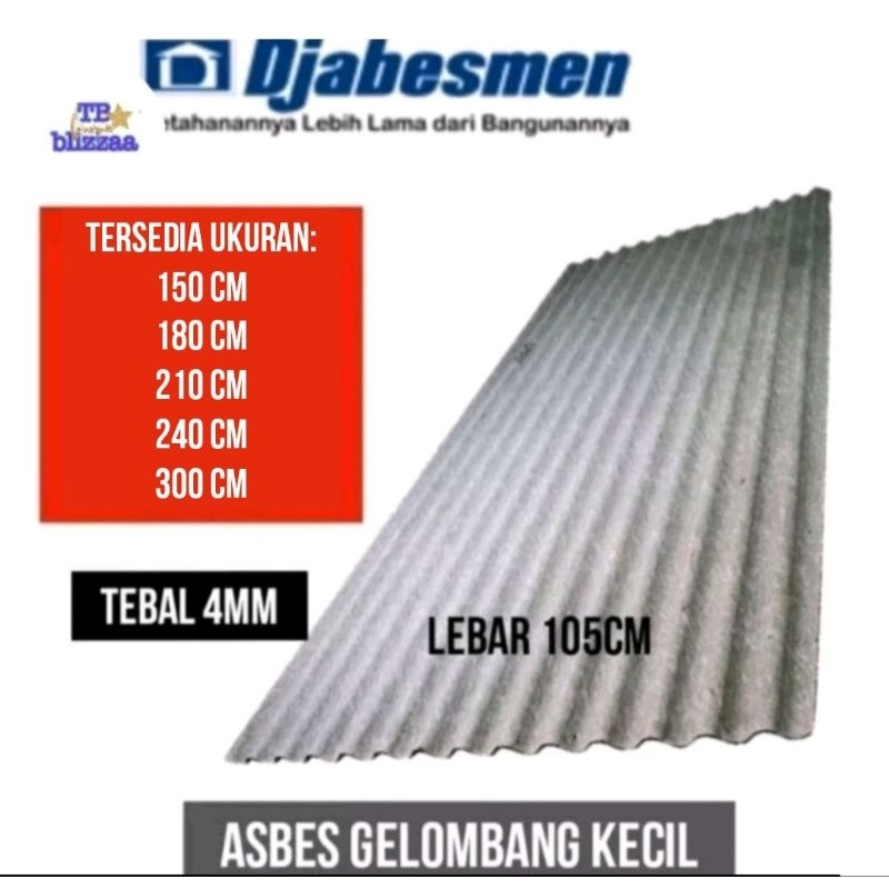 Jual Asbes Gelombang Kecil 150cm Asbes Gelombang Kecil 1.5Mtr Djabesmen ...