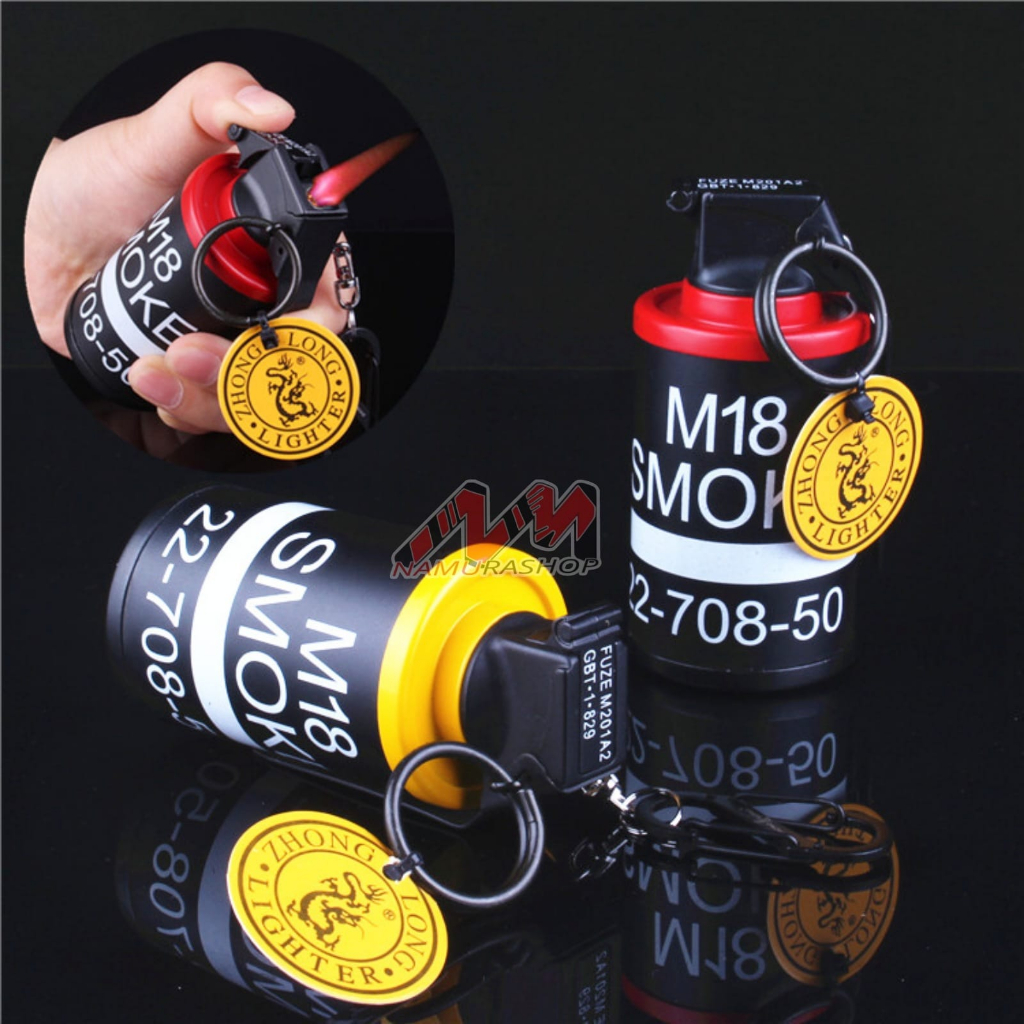 Jual Korek Api Gas Unik Model Granat Smoke Bom M18 - Mancis Unik Granat ...