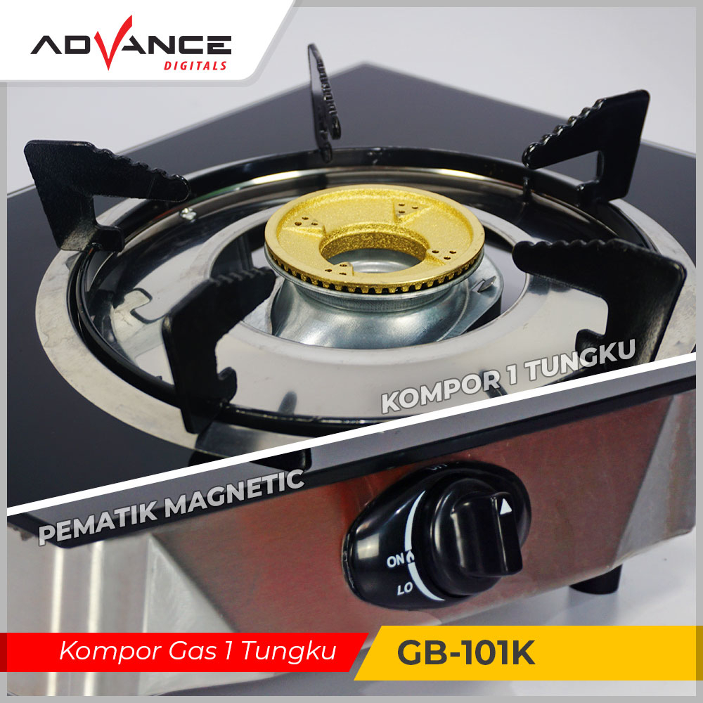 Jual Advance Kompor Gas Portable 1 Tungku GB101K Kompor Tempered Glass ...