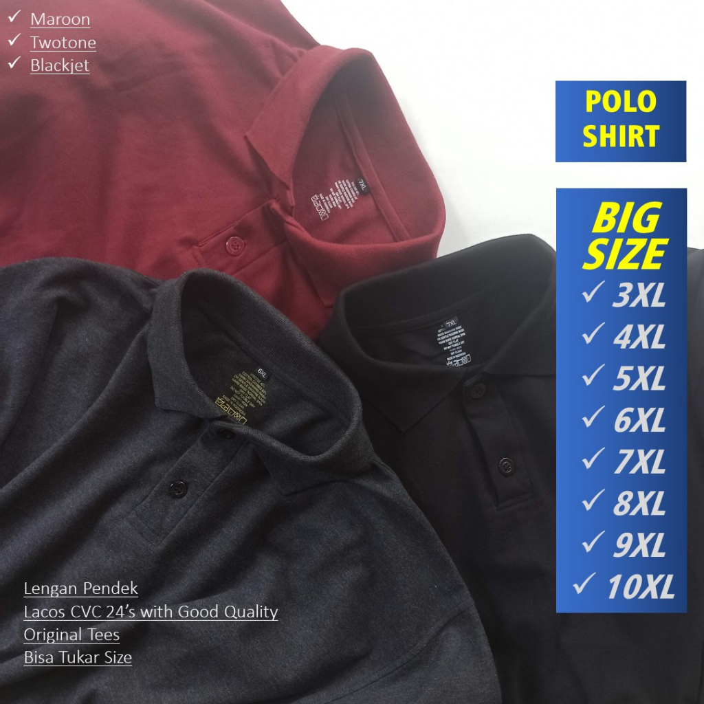 Jual Polo Shirt Pria Jumbo 2XL 3XL 4XL 5XL 6XL 7XL 8XL 9XL 10XL Bigsize Lacos Premium Original ...
