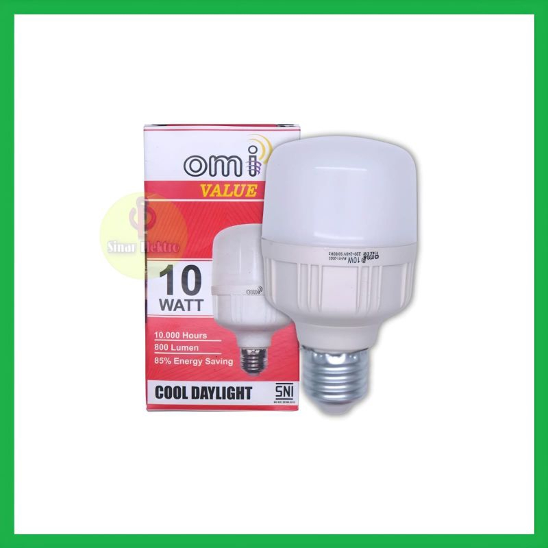 Jual BOLA LAMPU LED 10 WATT OMI HAMURA BIRU/OMI VALUE MERAH/LAMPU LED COOL WHITE DAN COOL ...