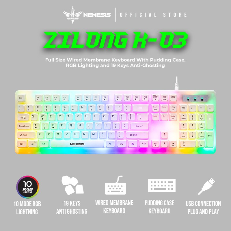 Jual Keyboard Membrane Pudding Case Full Rgb Nyk Nemesis Zilong K-03 ...