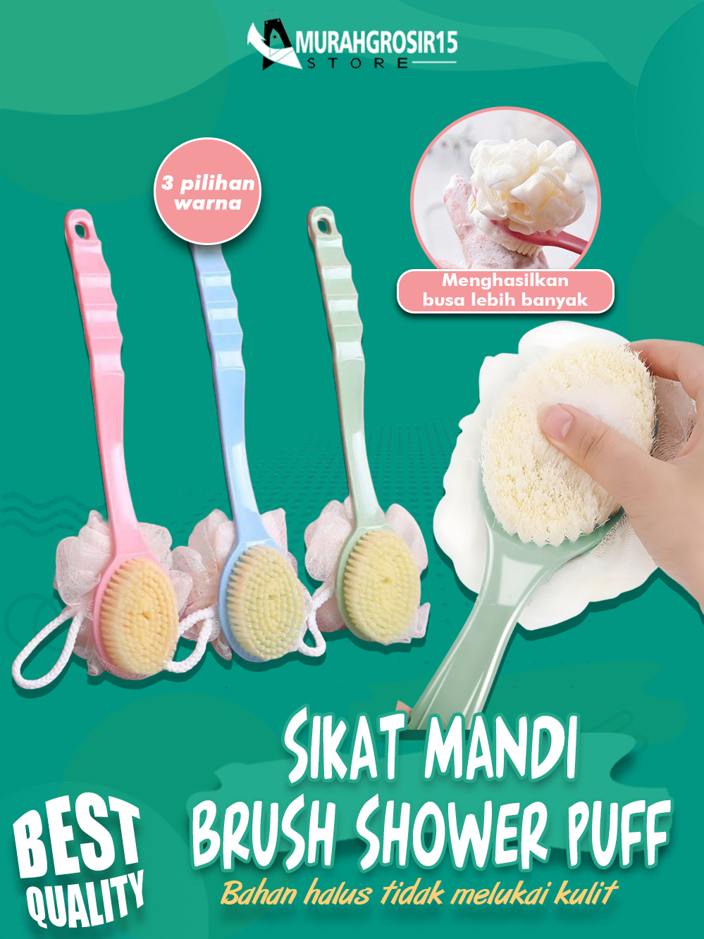 Jual Sikat Mandi Brush Shower Puff 2in Sikat Punggung Alat Gosok Badan ...