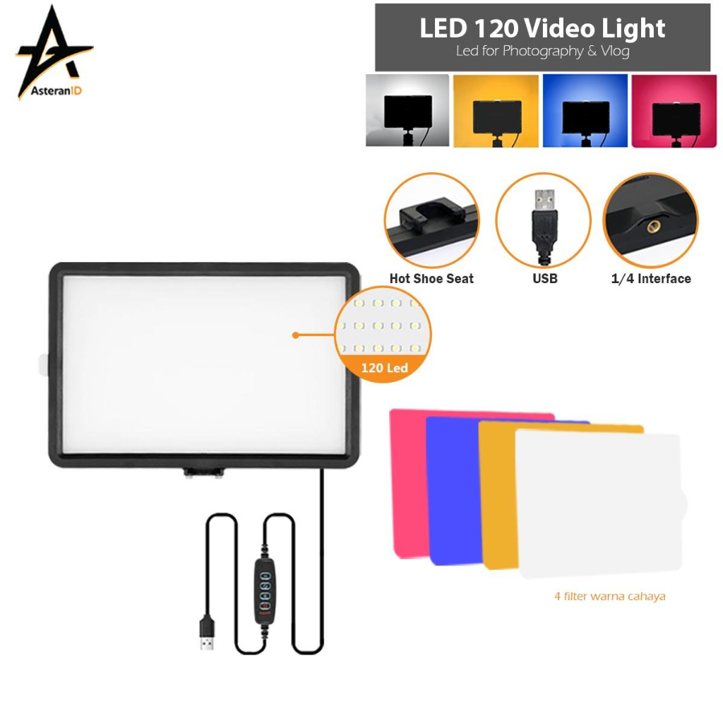 Jual LED PTL Lampu LED 5600K Dimmable 5600K USB lighting Video Live ...