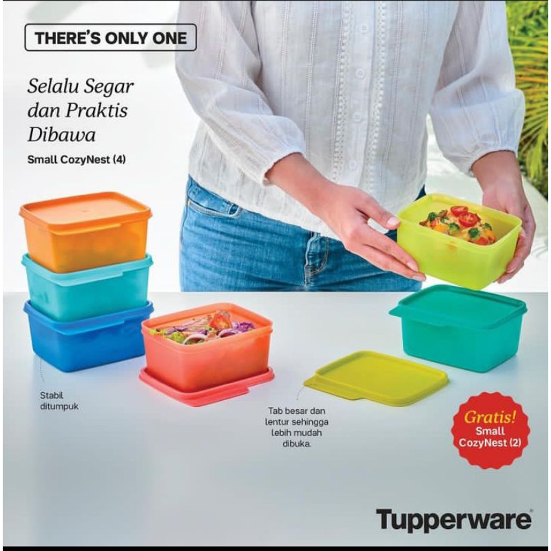 Jual cozynest small tupperware + free / kotak makan tupperware | Shopee ...
