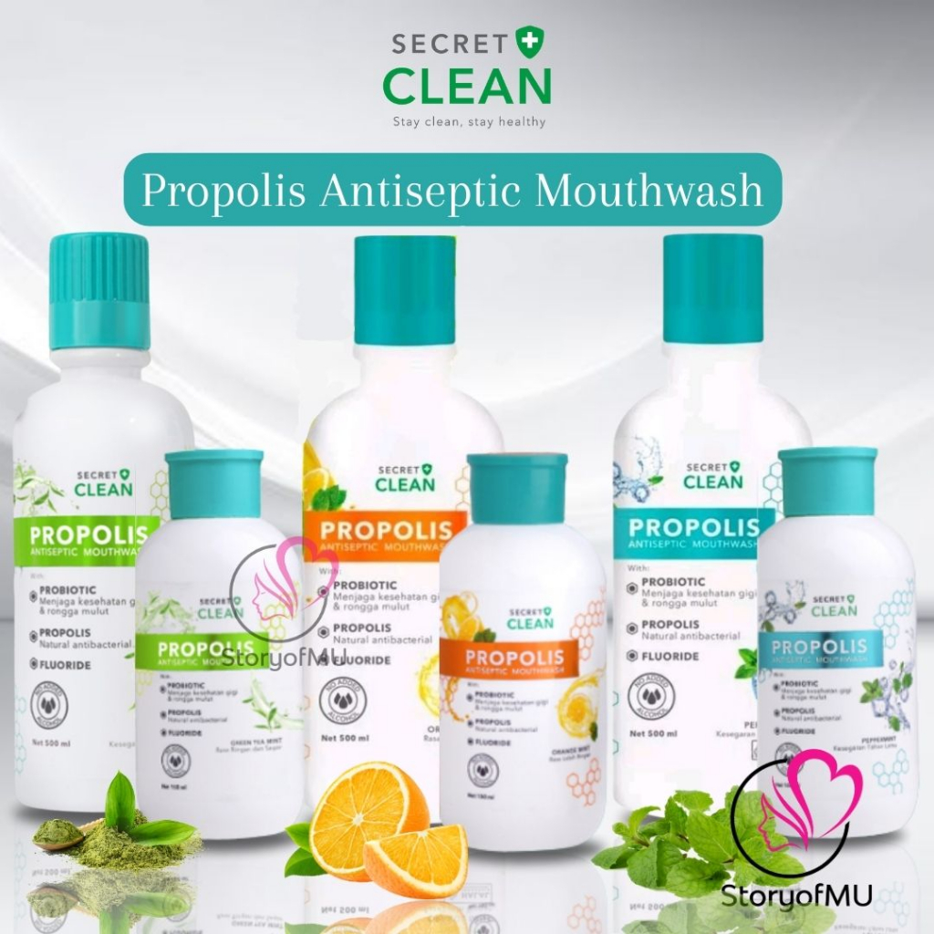 Jual SECRET CLEAN Propolis Antiseptic Mouthwash 150ml 500ml Orange Mint ...