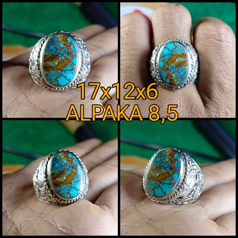 Jual BATU PIRUS PERSIA BIRU SERAT EMAS | Shopee Indonesia